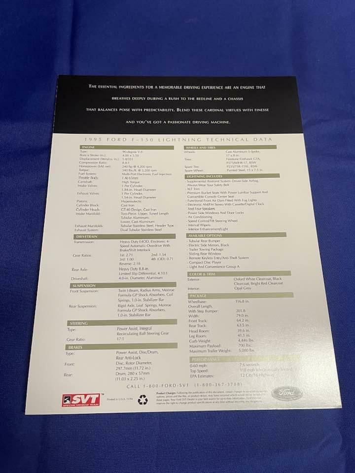 1995 SVT Lightning Dealer Card – Blu Auto Parts